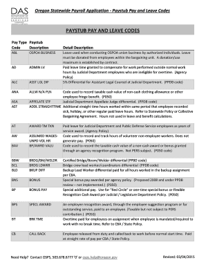 Fillable Online oregon PAYSTUB PAY AND LEAVE CODES Fax Email Print ...
