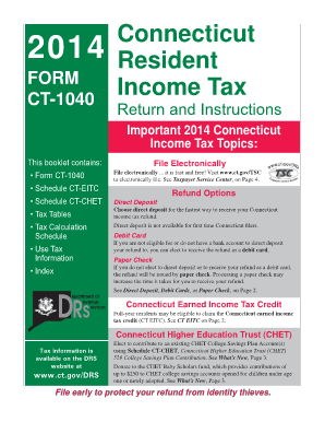 Fillable Online ct CT-1040 Instructions, 2014 Connecticut Resident ...