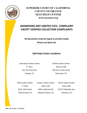 Fillable Online ANSWERING ANY LIMITED CIVIL COMPLAINT Fax Email Print ...