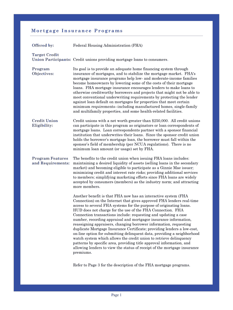 Fillable Online ncua Federal Housing Administration (FHA) - ncua Fax ...