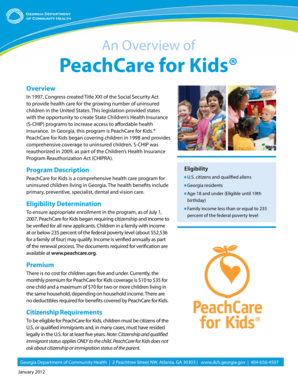 Fillable Online dch georgia An Overview Of PeachCare For Kids - dch ...