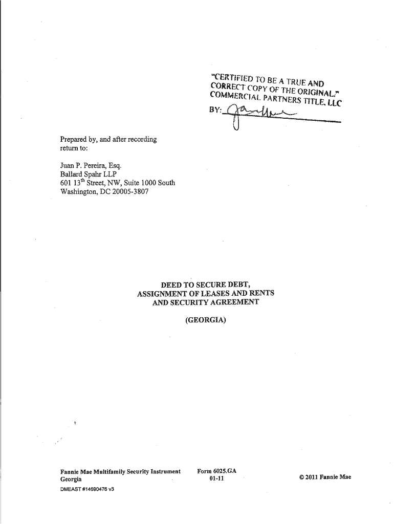 Fillable Online dca ga Deed to secure debt, assignment of leases and ...