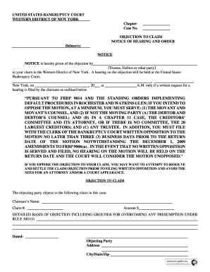 Fillable Online OBJECTION TO CLAIM Fax Email Print - pdfFiller