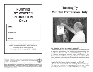 Fillable Online tn Hunting By Written Permission Only - tn Fax Email ...