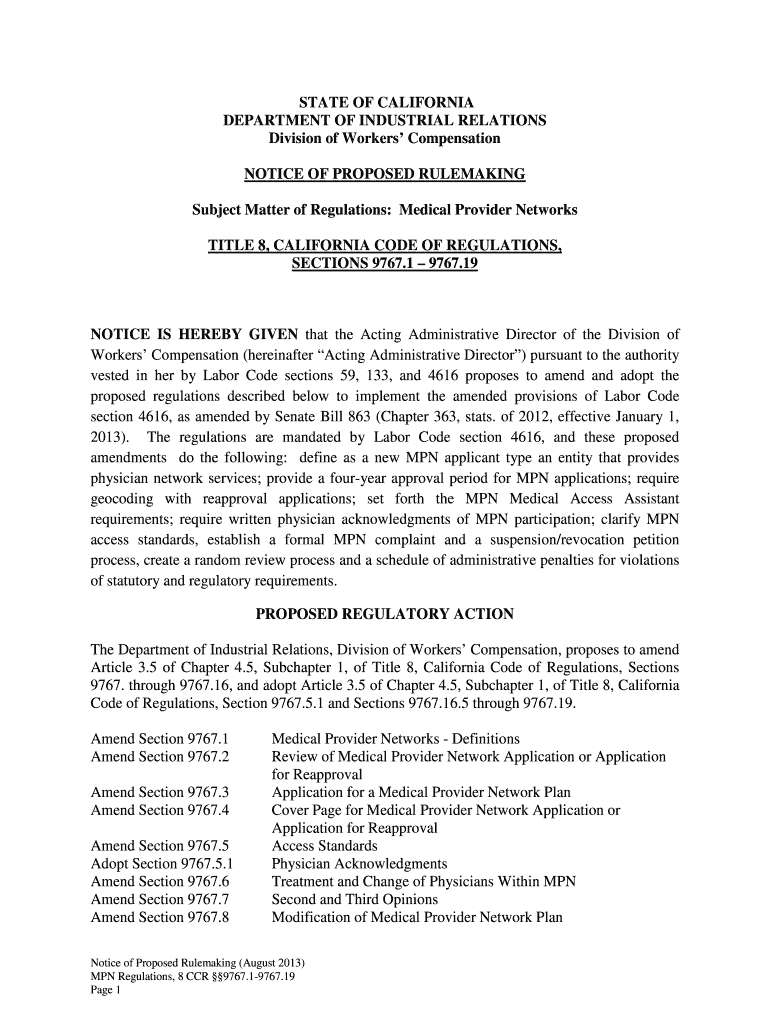 Fillable Online dir ca STATE OF CALIFORNIA DEPARTMENT OF INDUSTRIAL ...