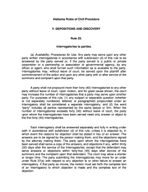 Fillable Online judicial alabama Rule 33. Interrogatories to parties ...