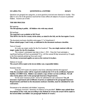 Fillable Online nycourts OCA/RM-175A QUESTIONS & ANSWERS 02/16/11 ...
