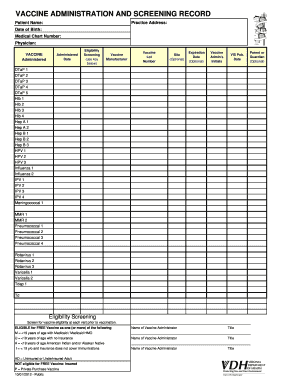 Fillable Online vdh virginia Admin Record Public 10 01 12.xls - vdh virginia Fax Email Print ...