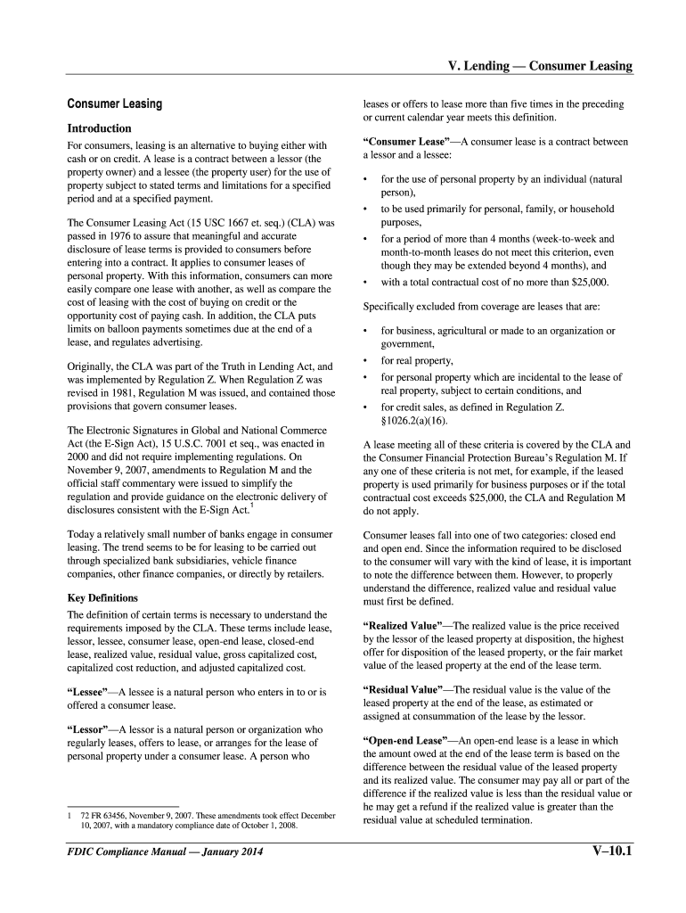 Fillable Online fdic Consumer Leasing - fdic Fax Email Print - pdfFiller