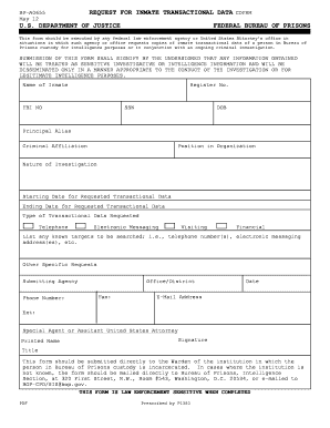 Fillable Online bop Request for inmate transactional data cdfrm us ...