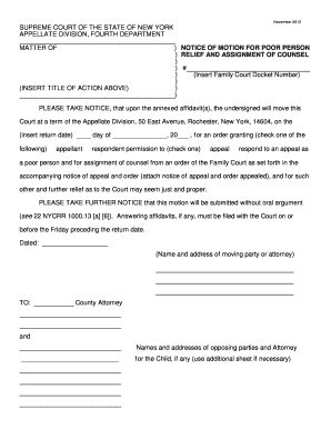 Fillable Online nycourts November 2012 SUPREME COURT OF THE STATE OF NEW YORK APPELLATE DIVISION ...