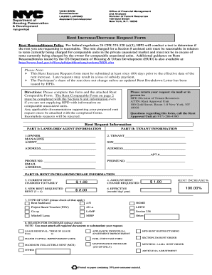 Fillable Online Rent Increase/Decrease Request Form - NYC.gov Fax Email Print - pdfFiller