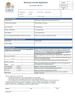 Fillable Online Printable 2015 Business License Application Fax Email ...