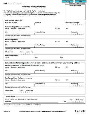 Fillable Online cra-arc gc Address change request. change VX contact info - address Fax Email ...