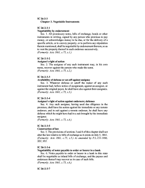 Fillable Online in IC 26-2-3 Chapter 3. Negotiable Instruments IC 26-2 ...