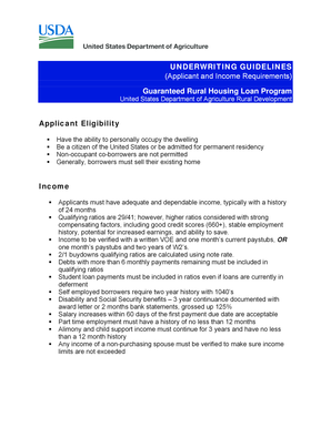 Fillable Online UNDERWRITING GUIDELINES (Applicant and Income ... Fax ...