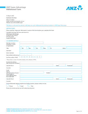 Fillable Online ANZ OneAnswer Personal Super and Pension Product ...