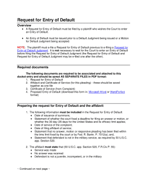 Fillable Online deb uscourts Request for Entry of Default - deb ...