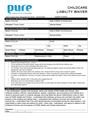 Fillable Online Childcare Waiver.doc Fax Email Print - pdfFiller