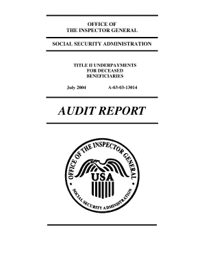 Fillable Online oig ssa TITLE II UNDERPAYMENTS Fax Email Print - pdfFiller