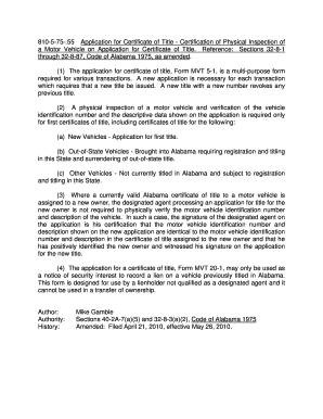 Fillable Online revenue alabama 55 Application for Certificate of Title ...