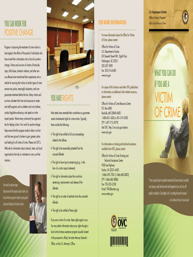 Fillable Online What You Can Do if You Are a Victim of Crime. Victims ...