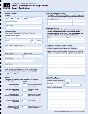 Fillable Online Traffic Area/Resident Parking Scheme Permit Application Fax Email Print - pdfFiller