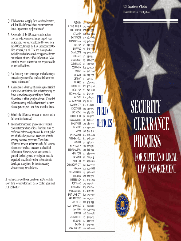 Fillable Online cops usdoj Security Clearance Process - FBI - cops ...