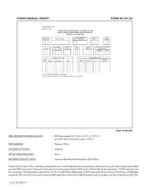 Fillable Online FORMS MANUAL INSERT FORM RD 451-26 (see reverse) Fax ...