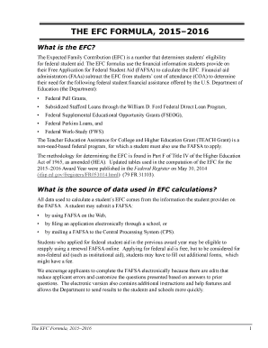 Fillable Online ifap ed The EFC Formula, 2015-2016 - ifap ed Fax Email Print - pdfFiller