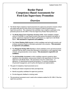 Fillable Online cbp Updated October 2013 Border Patrol Competency-Based ...