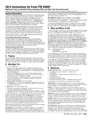 Fillable Online ftb ca 2014 Instructions for Form 3805P -- Additional ...