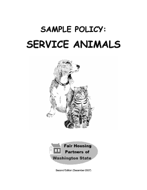 Fillable Online hum wa Sample Policy: Service Animals Fax Email Print ...