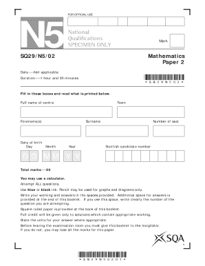 Fillable Online sqa org FOR OFFICIAL USE N5 National Quali Fax Email ...