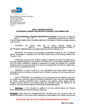 Fillable Online miamidade Affordable Housing Restrictive Covenant Fax ...