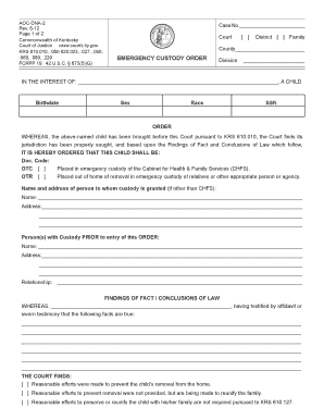 Fillable Online courts ky EMERGENCY CUSTODY ORDER Fax Email Print ...