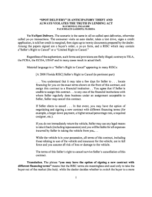 Fillable Online ftc SPOT DELIVERY IS ANTICIPATORY THEFT AND - ftc Fax ...