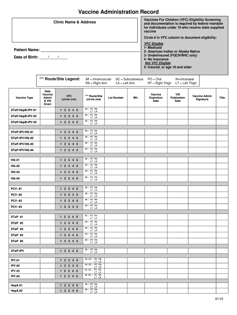 Fillable Online healthvermont Vaccines For Children (VFC) Eligibility ...