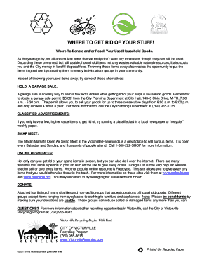 Fillable Online WHERE TO GET RID OF YOUR STUFF! Fax Email Print - pdfFiller