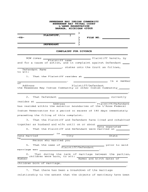 Fillable Online Complaint for Divorce.doc Fax Email Print - pdfFiller