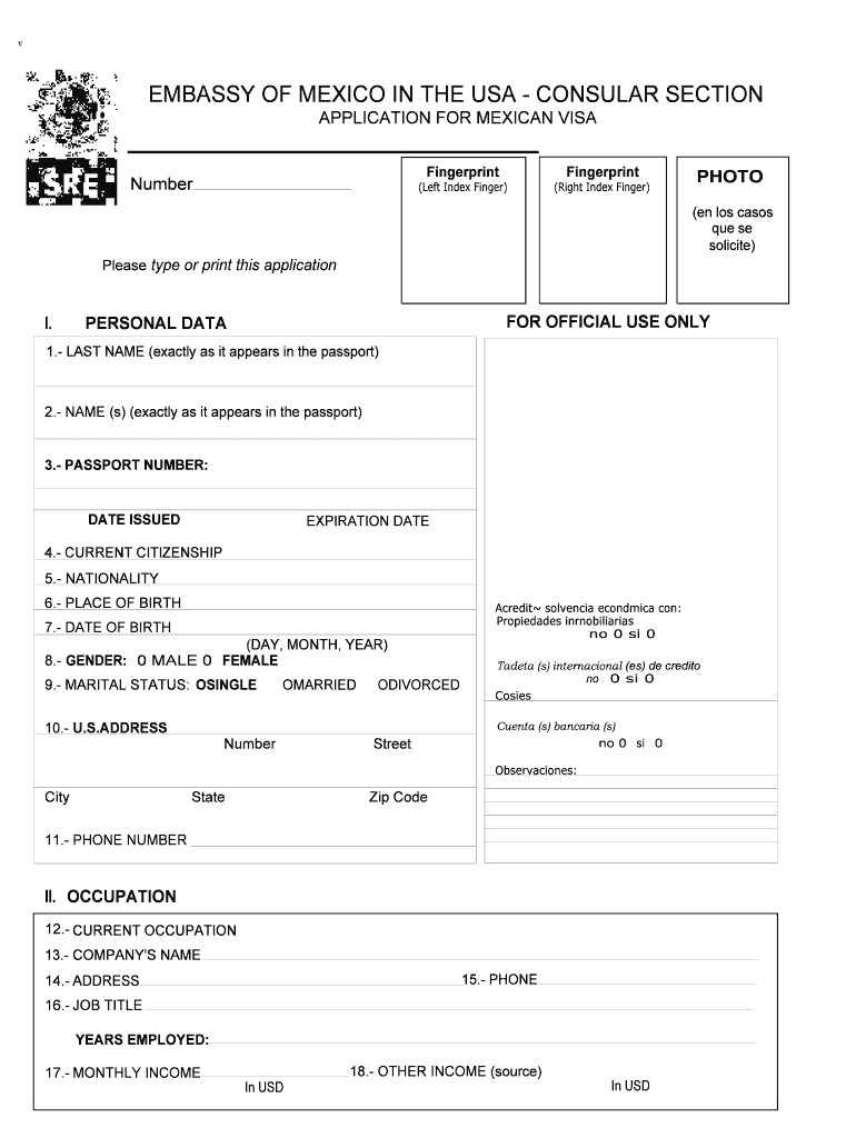 Fillable Online fas usda EMBASSY OF MEXICO IN THE USA - CONSULAR ...