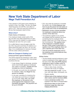 Fillable Online labor ny Wage Theft Prevention Act - labor ny Fax Email ...