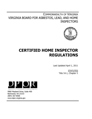 Fillable Online dpor virginia Certified Home Inspector Regulations (PDF ...
