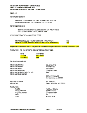 Fillable Online ador alabama ALABAMA DEPARTMENT OF REVENUE TEST ...
