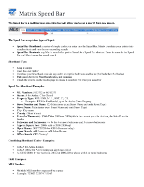 Fillable Online Matrix Speed Bar instructions Fax Email Print - pdfFiller