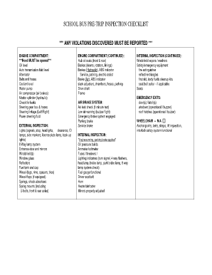 Fillable Online dps mn SCHOOL BUS PRE-TRIP INSPECTION CHECKLIST - dps ...
