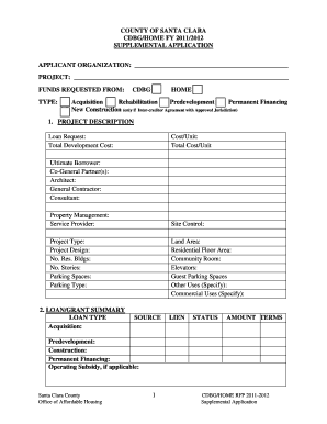 Fillable Online sccgov CDBG/HOME PROJECT ACQUISITION AND/OR CONSTRUCTION ... - sccgov Fax Email ...
