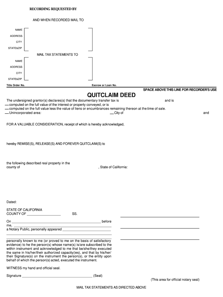 Free Printable Quit Claim Deed Form Indiana Printable Templates