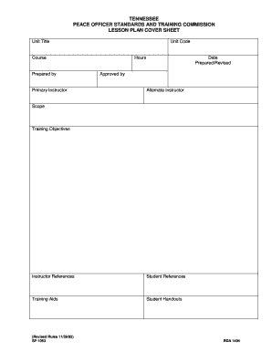 Fillable Online tn LESSON PLAN COVER SHEET Fax Email Print - pdfFiller