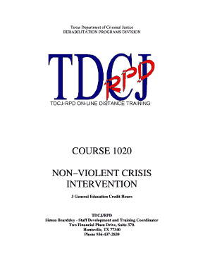 Fillable Online Non-Violent Crisis Intervention - Texas Department of Criminal Justice Fax Email ...